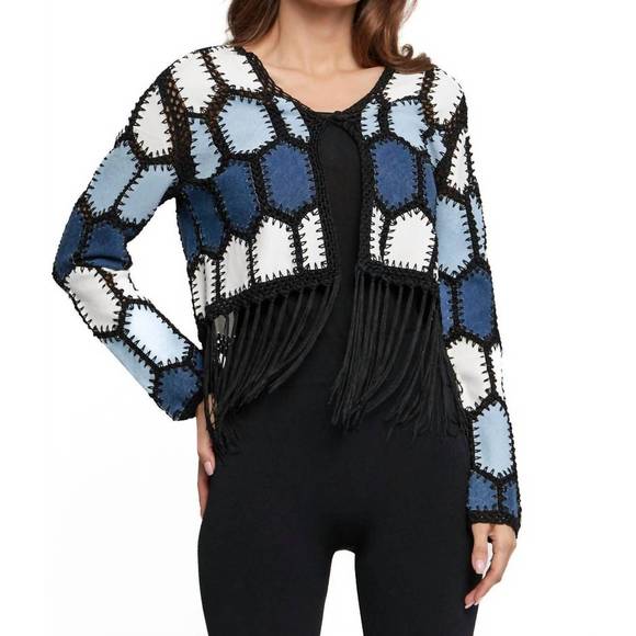 Adore | Sweaters | New Adore Faux Suede Patchwork Crochet Fringe Jacket ...